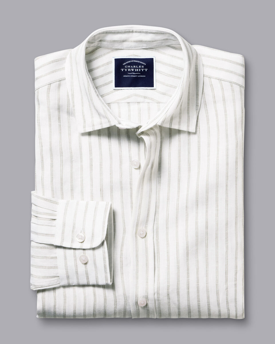 Chemise à rayures en pur lin - Calcaire | Charles Tyrwhitt