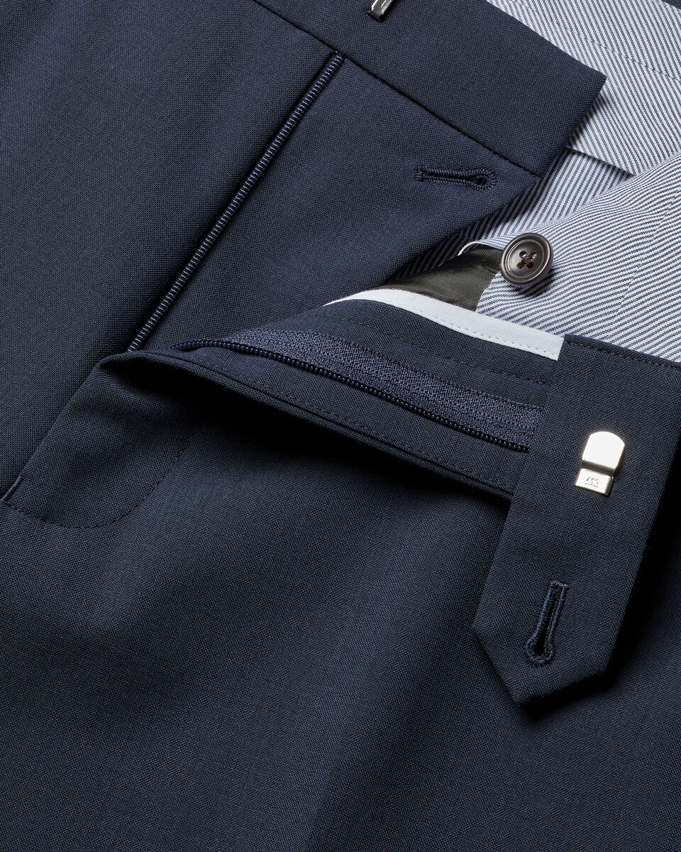 Wool Stretch Trousers - Ink Blue | Charles Tyrwhitt