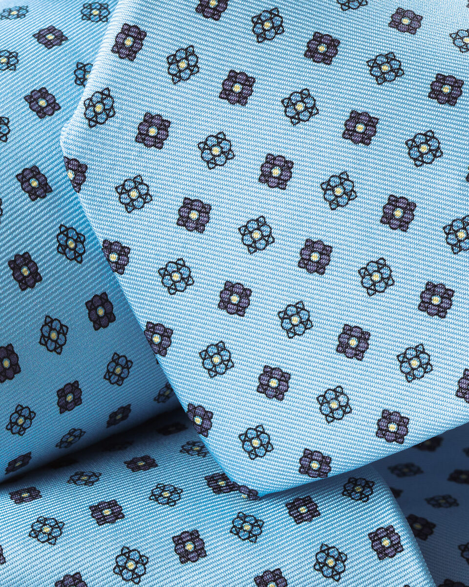 Krawatte aus Seide mit Mini-Blumenmuster - Eisblau | Charles Tyrwhitt