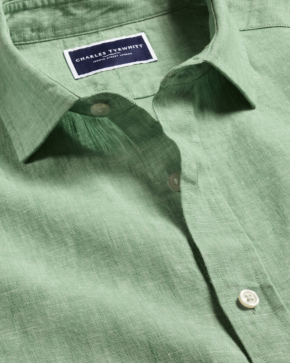 Pure Linen Shirt - Light Green | Charles Tyrwhitt