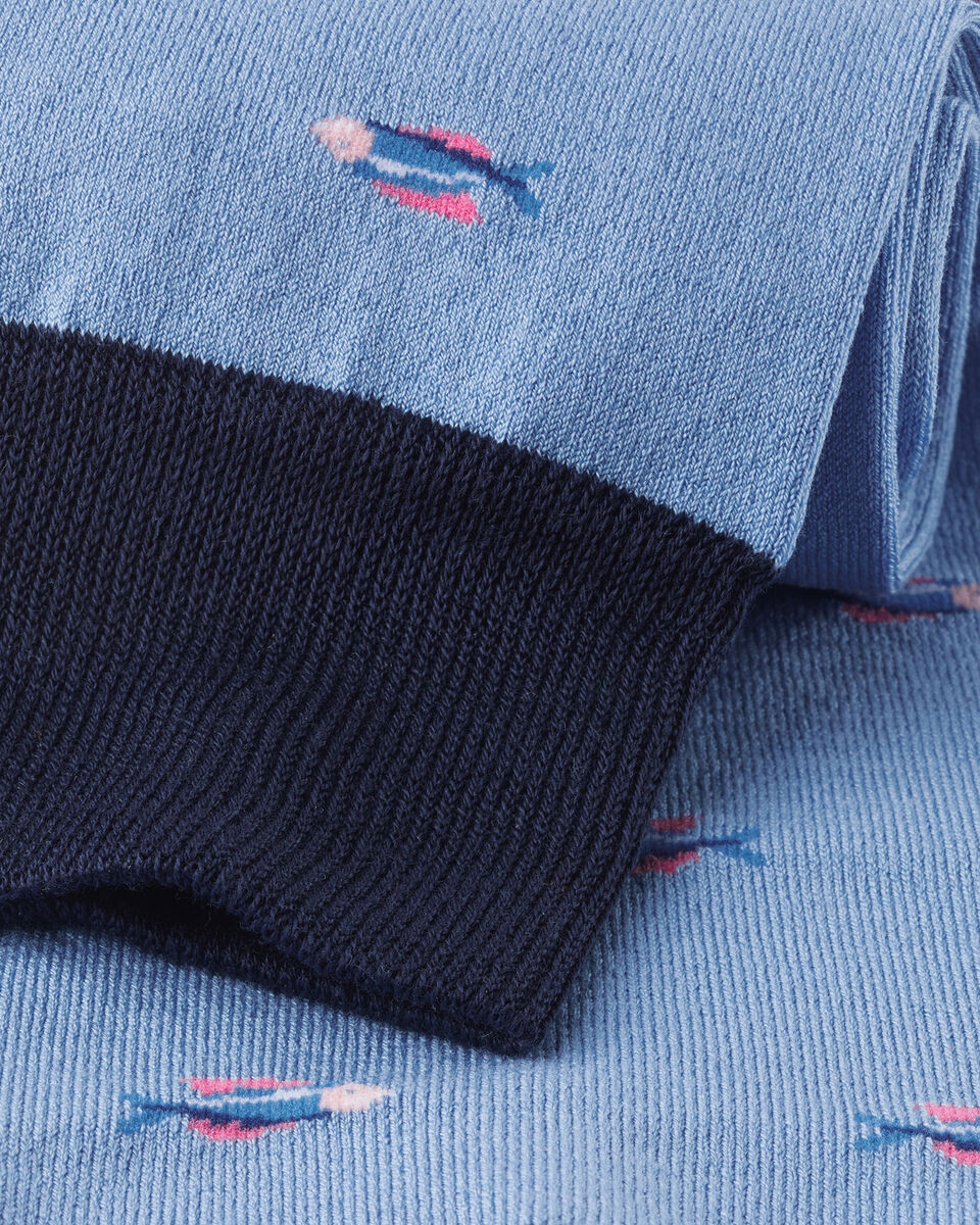 Fish Motif Socks - Cornflower Blue | Charles Tyrwhitt