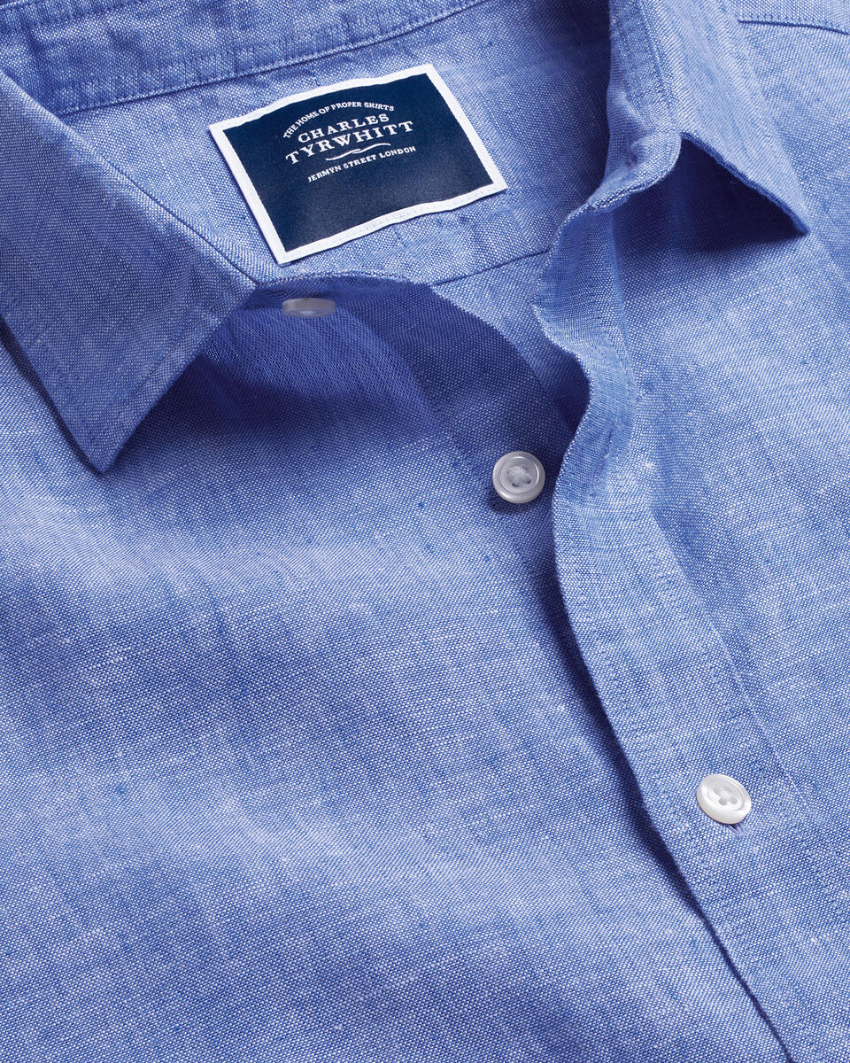 Pure Linen Shirt - Cobalt Blue | Charles Tyrwhitt