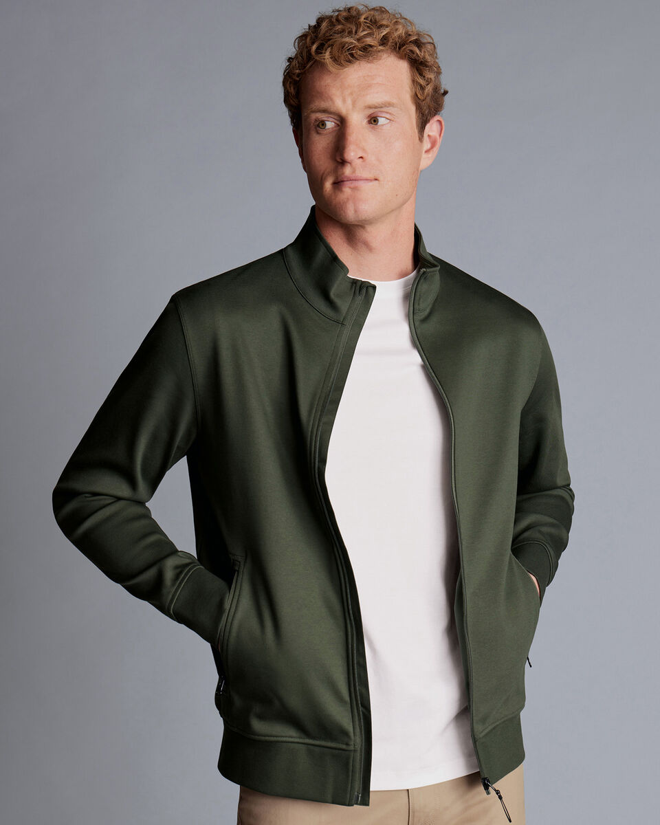 Performance Funnel Neck Jacket - Olive | Charles Tyrwhitt