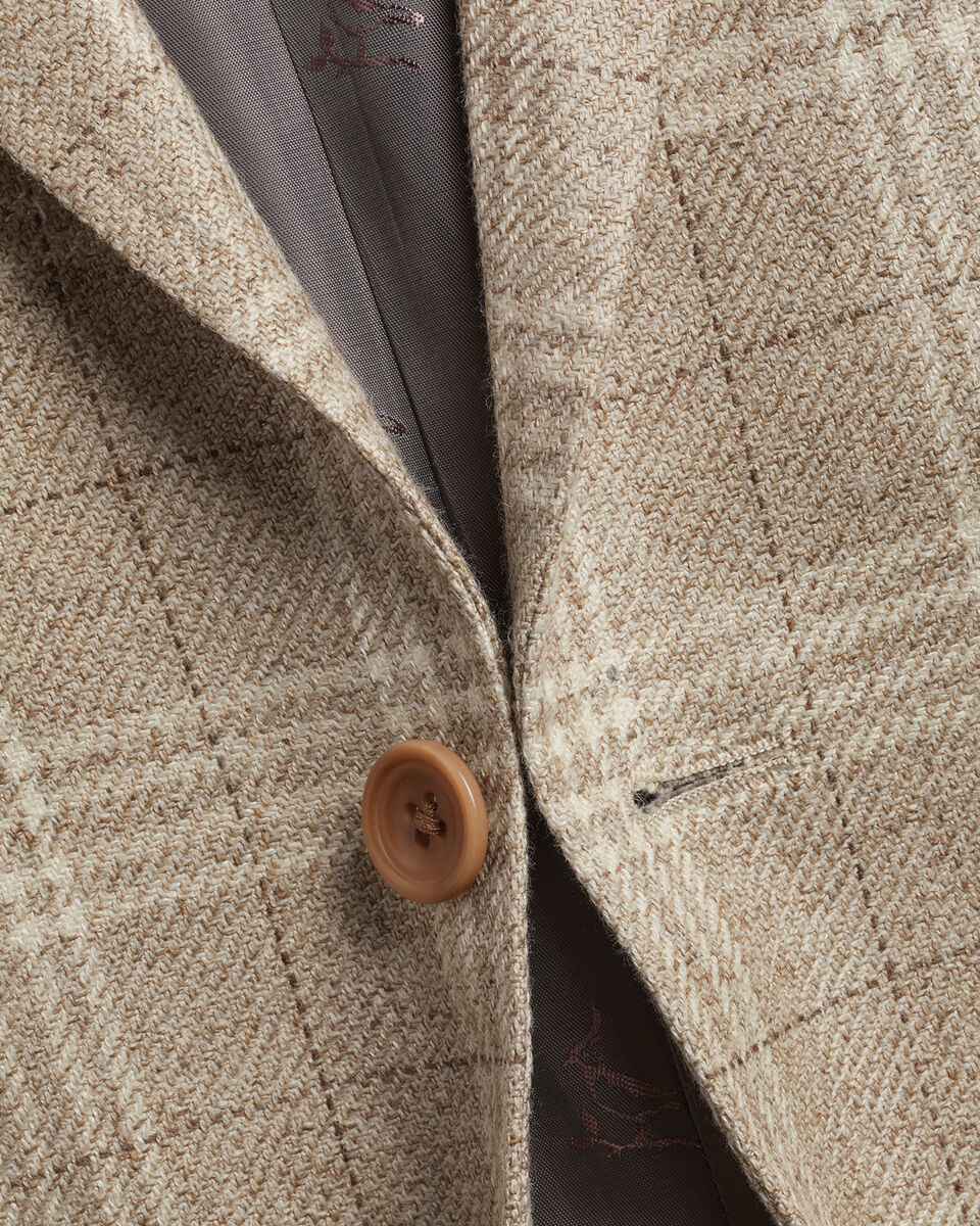 British Luxury Check Jacket - Oatmeal | Charles Tyrwhitt