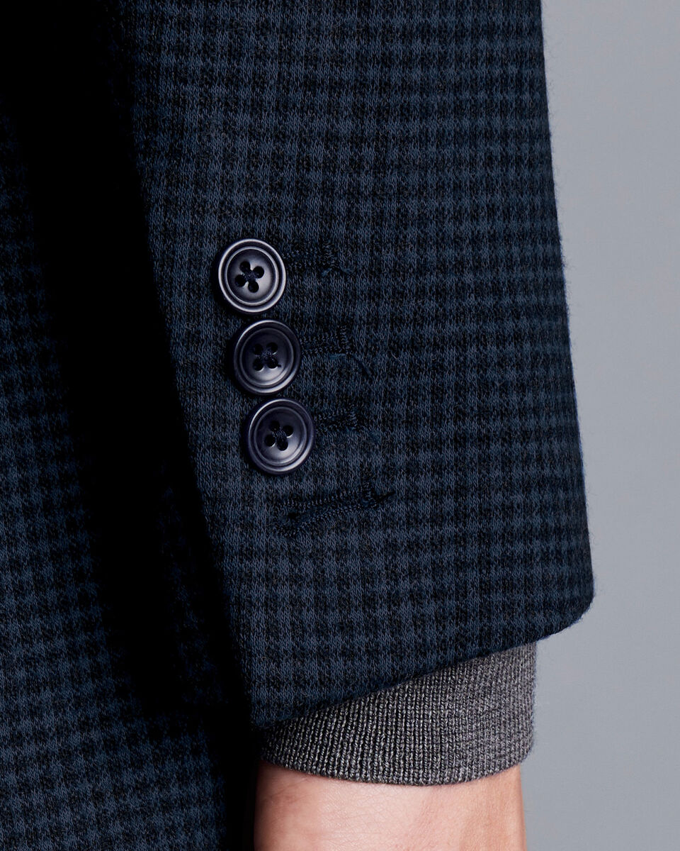 Micro Check Italian Jersey Jacket - Navy | Charles Tyrwhitt