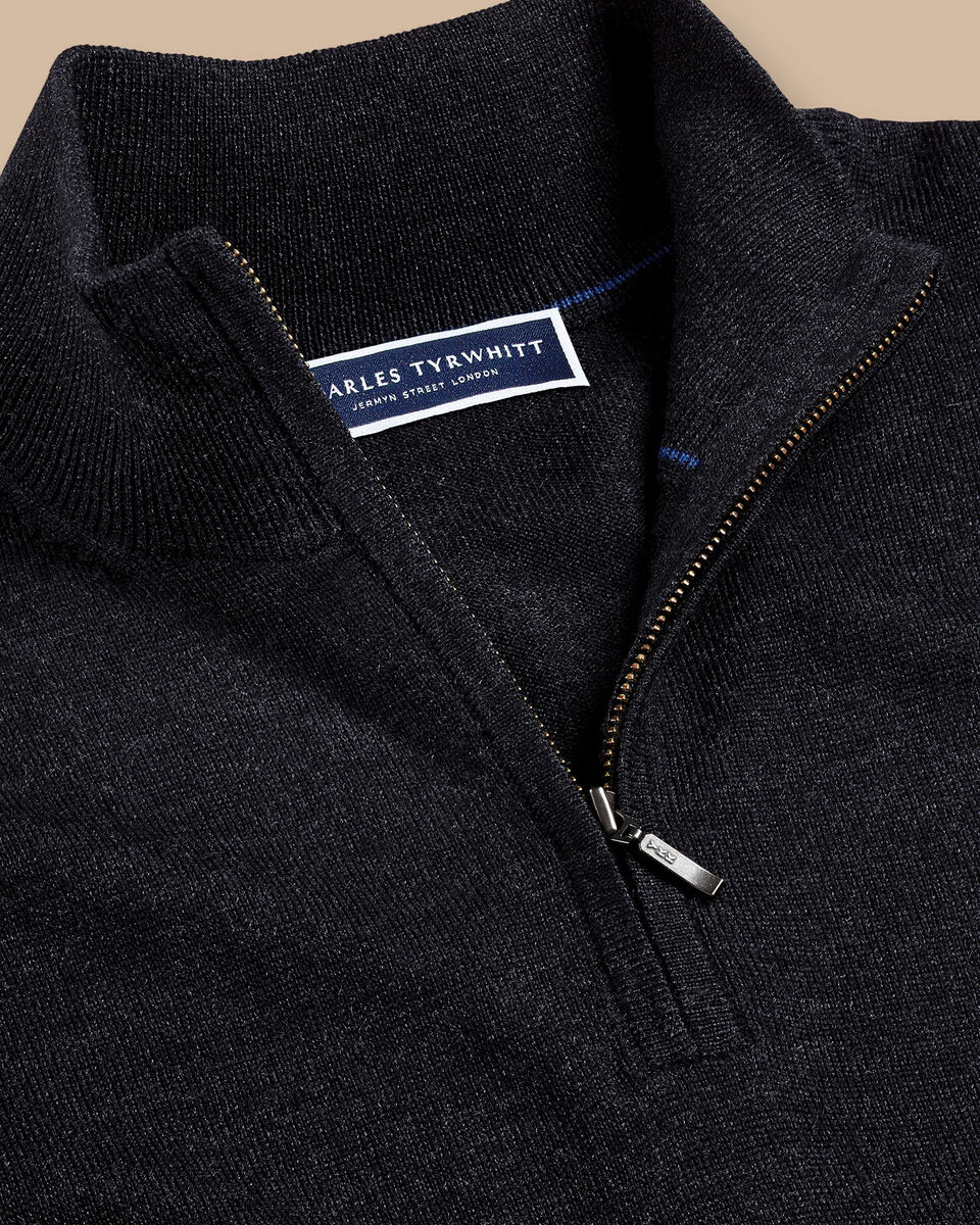 Merino Quarter Zip Sweater - Charcoal Grey | Charles Tyrwhitt