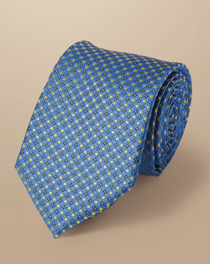 Mini Floral Silk Pattern Tie - Cornflower Blue | Charles Tyrwhitt