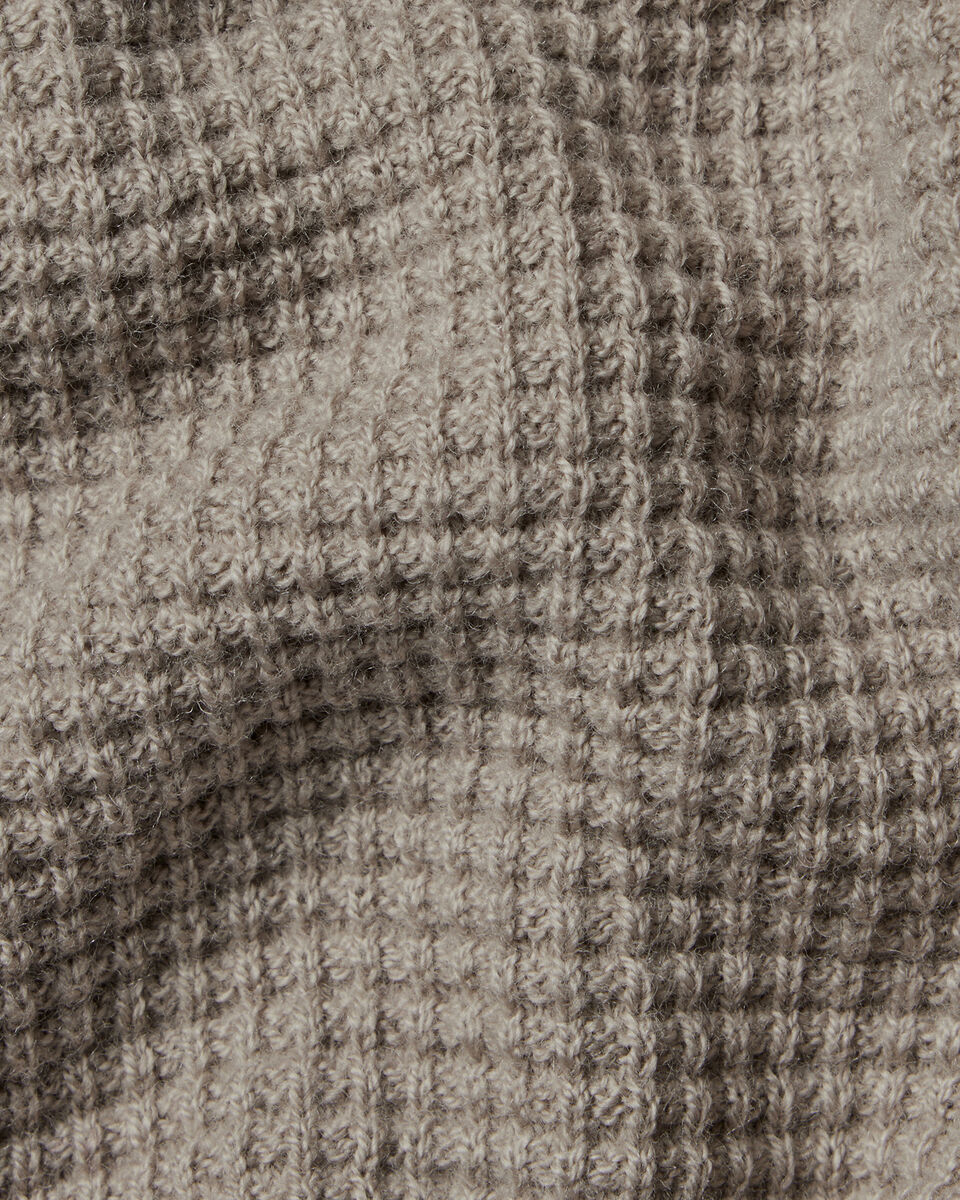 Cotton Merino Waffle Crew Neck - Taupe | Charles Tyrwhitt
