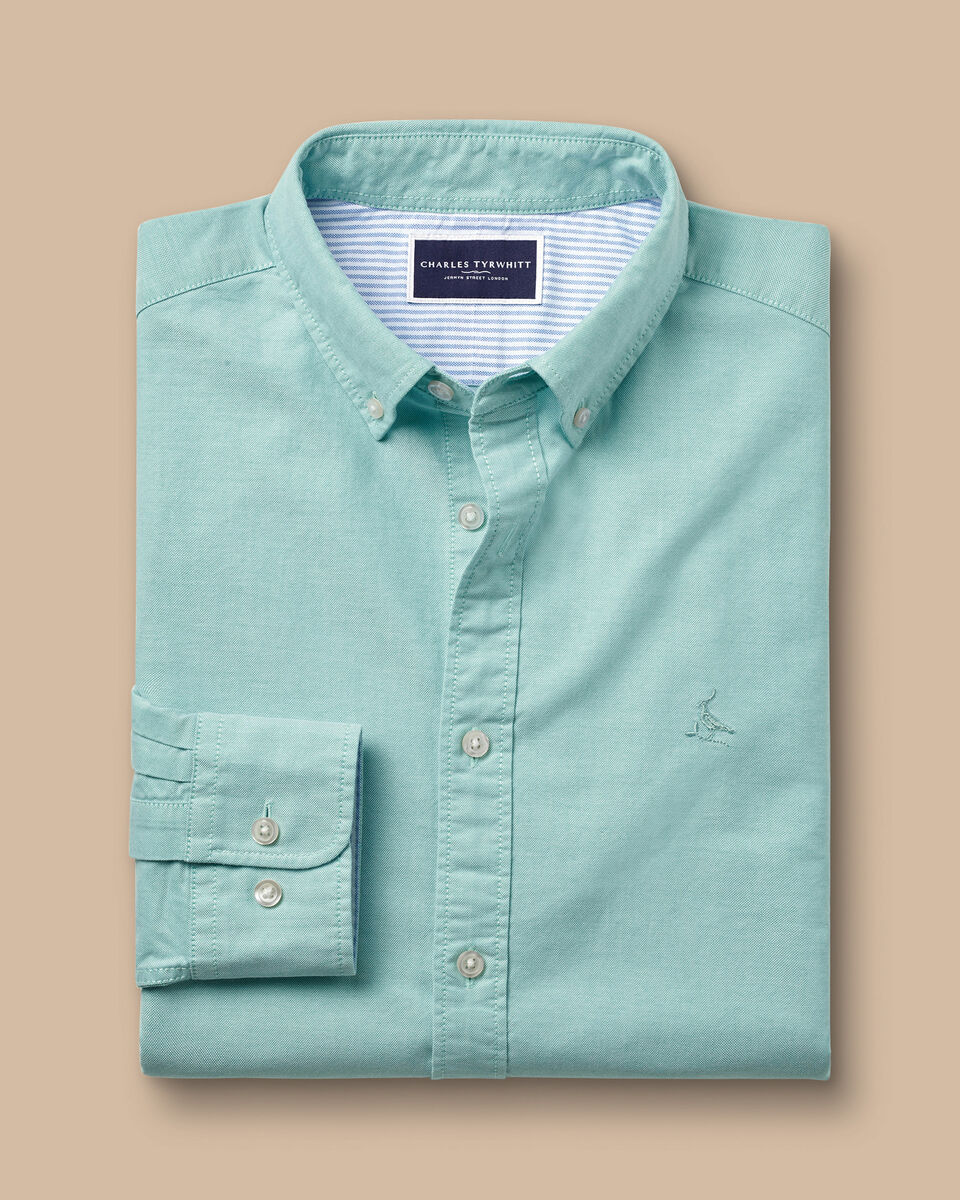 Button-Down Collar Stretch Washed Oxford Shirt - Spearmint | Charles ...