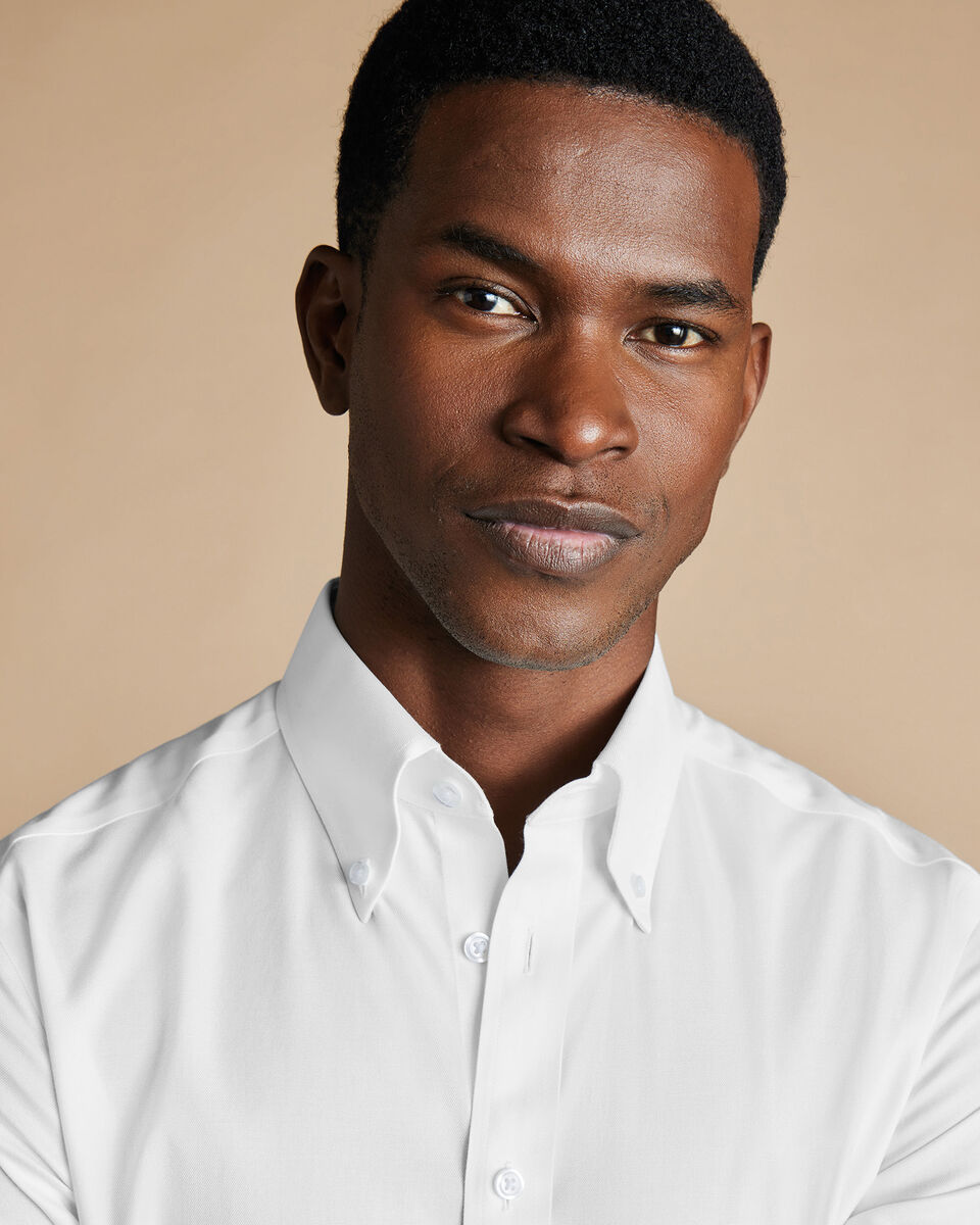 Button-Down Collar Non-Iron Twill Shirt - White | Charles Tyrwhitt