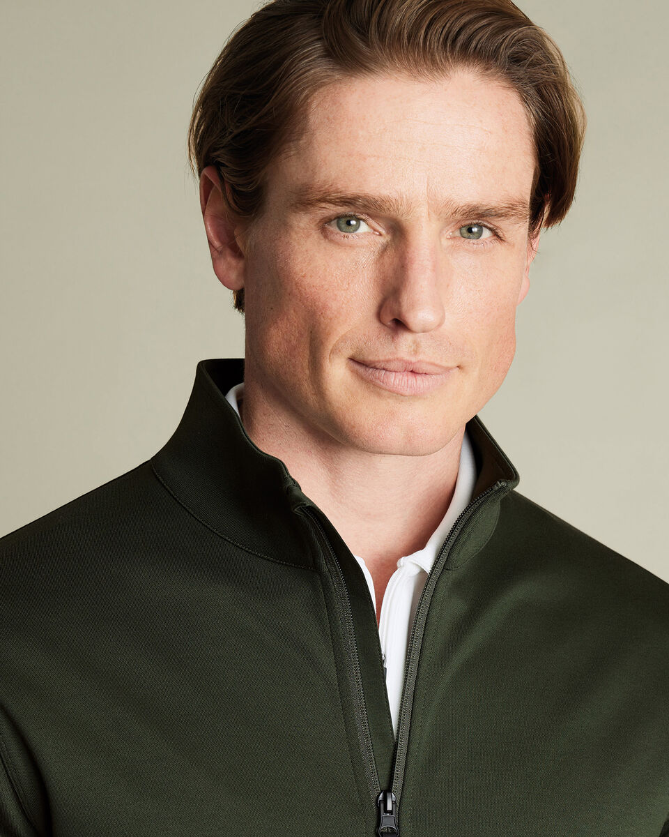 Performance Funnel Neck Jacket - Olive | Charles Tyrwhitt
