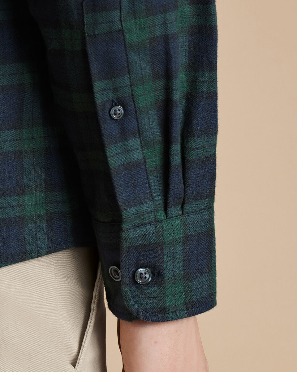 Button-Down Collar Brushed Flannel Shirt - Navy | Charles Tyrwhitt