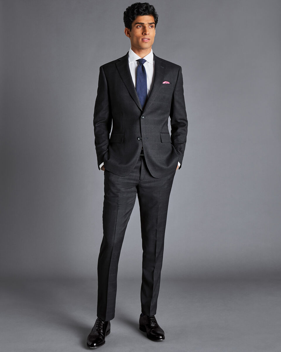 SF Gris Anthracite Costume de Voyage à Carreaux Windowpane Birdseye ...