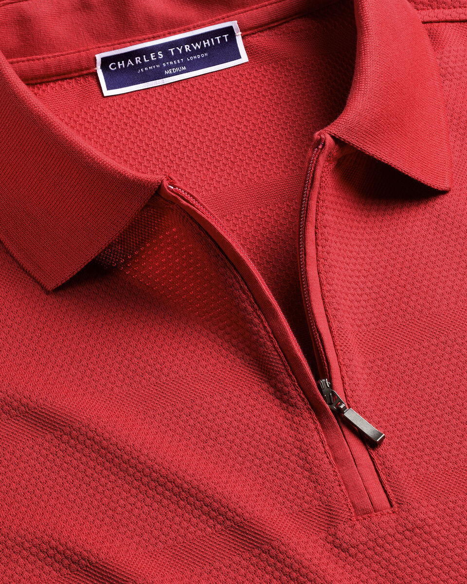 Textured Tyrwhitt Cool Polo - Coral Pink | Charles Tyrwhitt