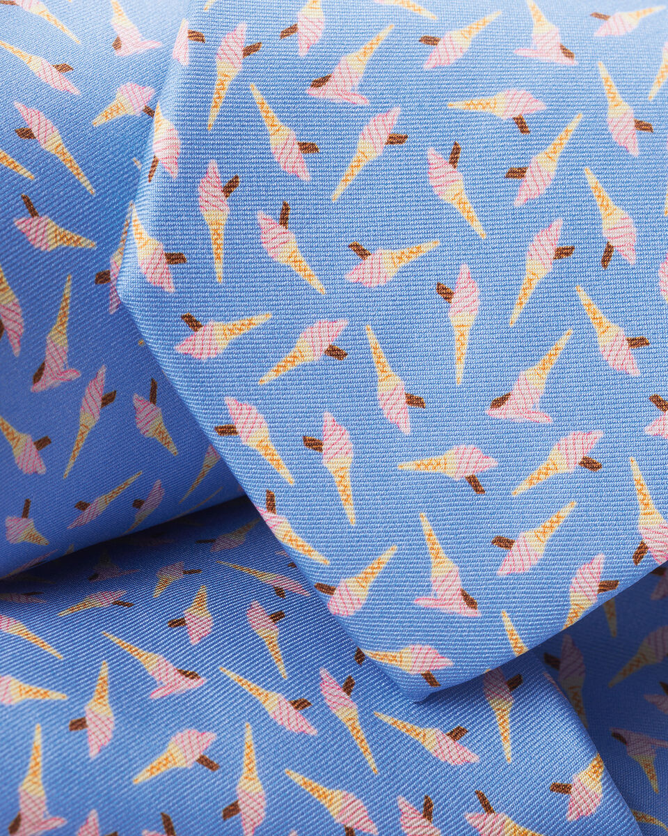 Ice Cream Print Silk Tie - Sky Blue | Charles Tyrwhitt
