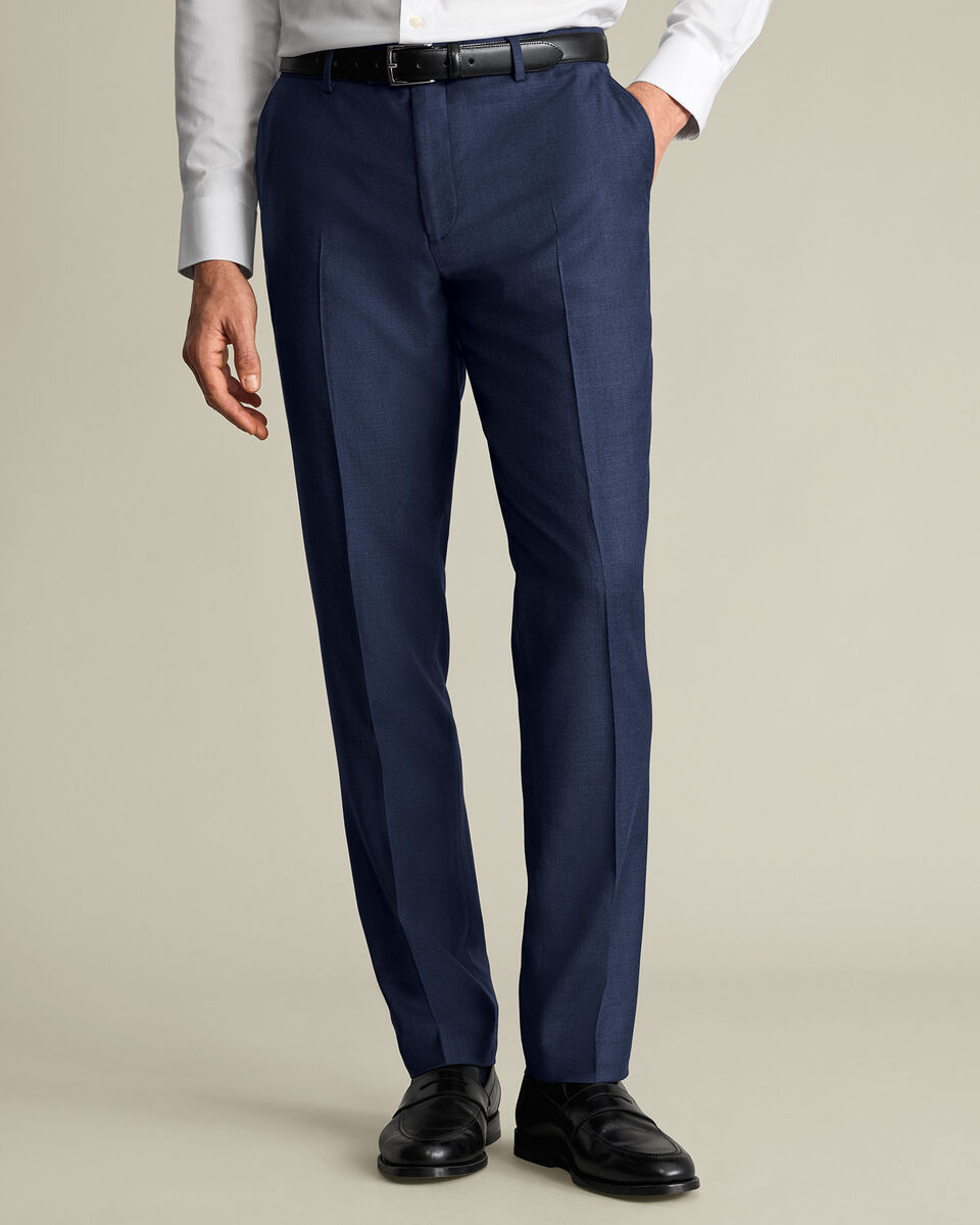 Natural Stretch Twill Suit Pants – Indigo Blue | Charles Tyrwhitt