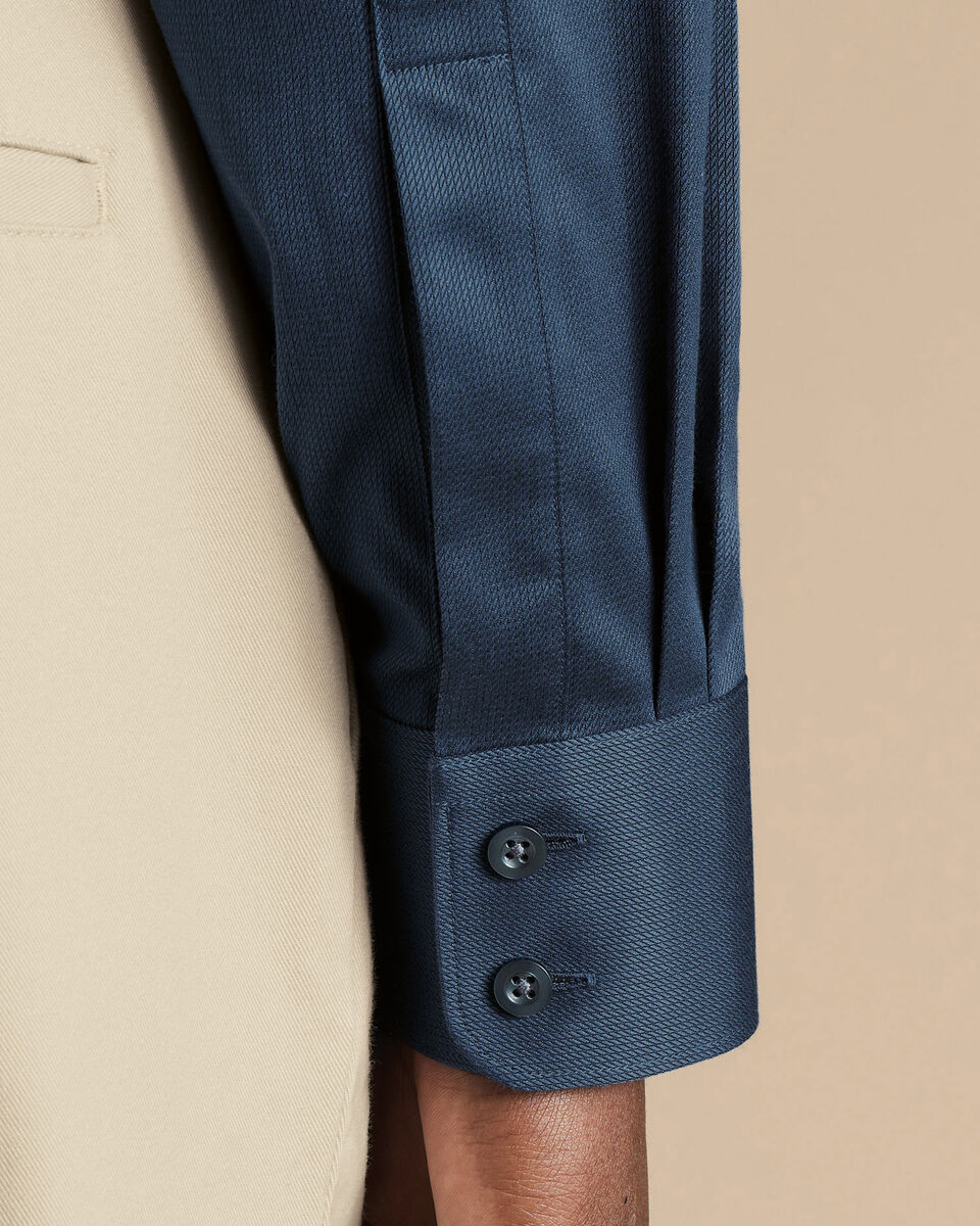 Semi-Cutaway Collar Egyptian Cotton Windsor Weave Shirt - Steel Blue ...