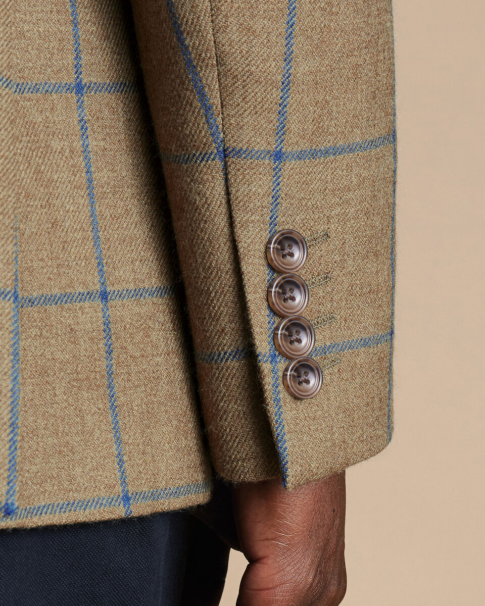 Windowpane Wool Texture Jacket - Taupe | Charles Tyrwhitt