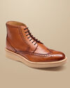 Leather Brogue Boots - Dark Tan | Charles Tyrwhitt