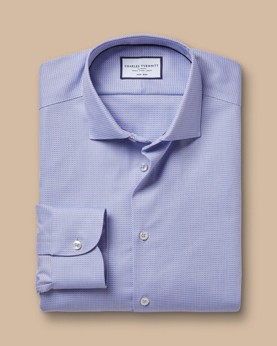 Non-Iron Stretch Texture Square Shirt - Lilac Purple | Charles Tyrwhitt