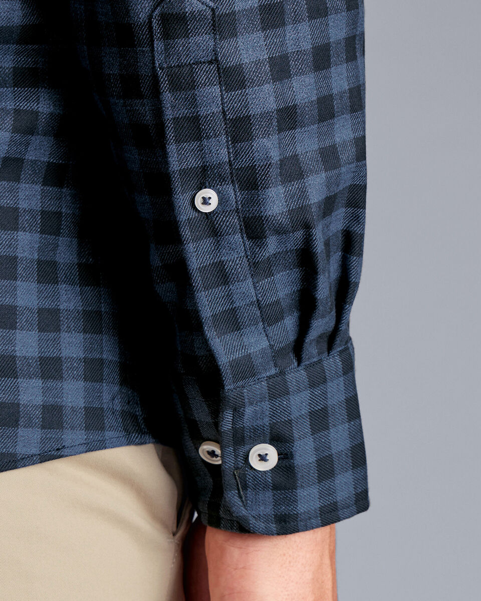 Bügelfreies Twill-Hemd mit Button-down-Kragen und Gingham-Karos ...