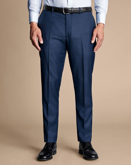 Natural Stretch Twill Suit Pants - Royal Blue | Charles Tyrwhitt
