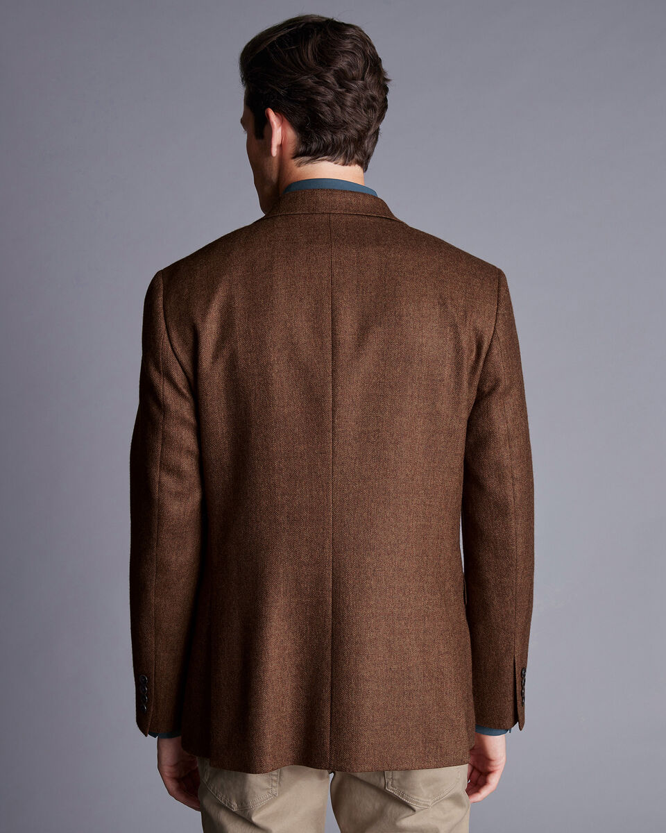 Herringbone Wool Texture Jacket - Toffee | Charles Tyrwhitt