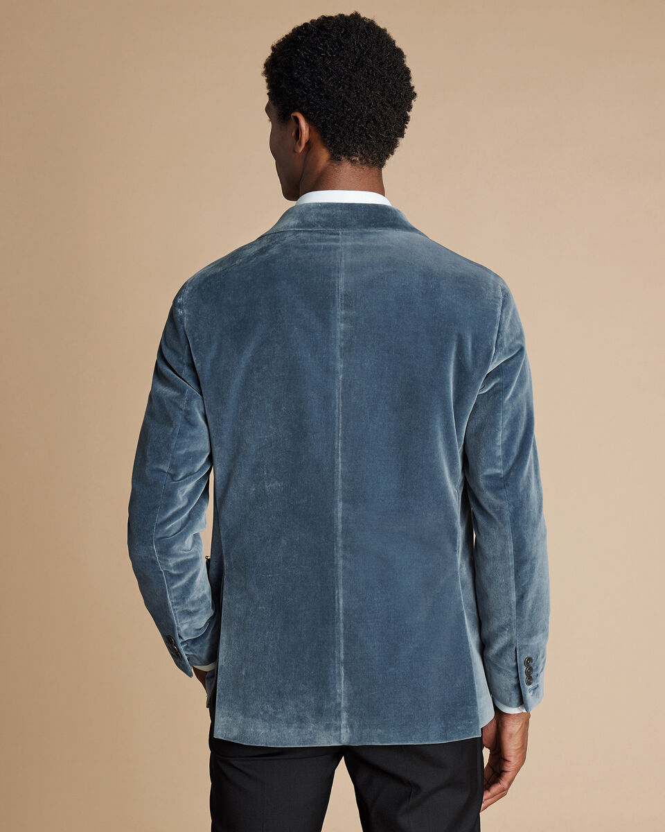 Italian Peak Velvet Jacket - Airforce Blue | Charles Tyrwhitt
