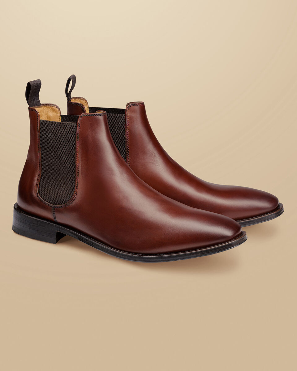 Leather Chelsea Boots - Chestnut Brown | Charles Tyrwhitt
