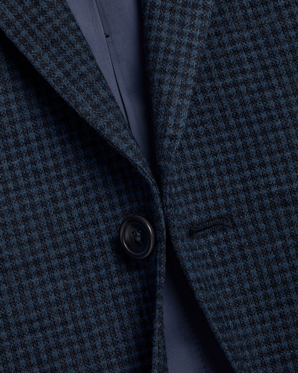 Micro Check Italian Jersey Jacket - Navy | Charles Tyrwhitt
