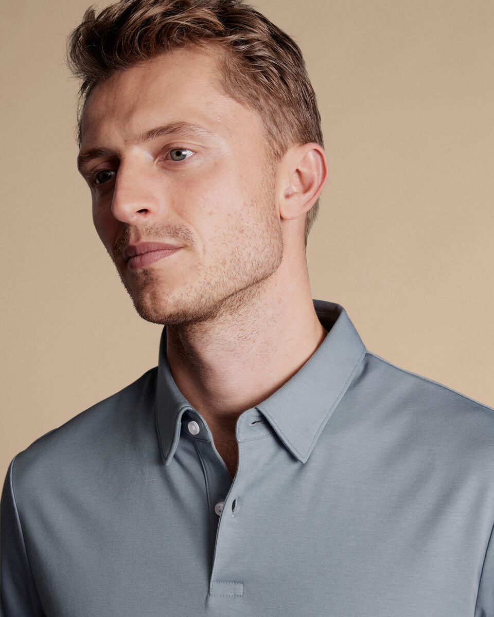 Smart Jersey Polo - Silver | Charles Tyrwhitt