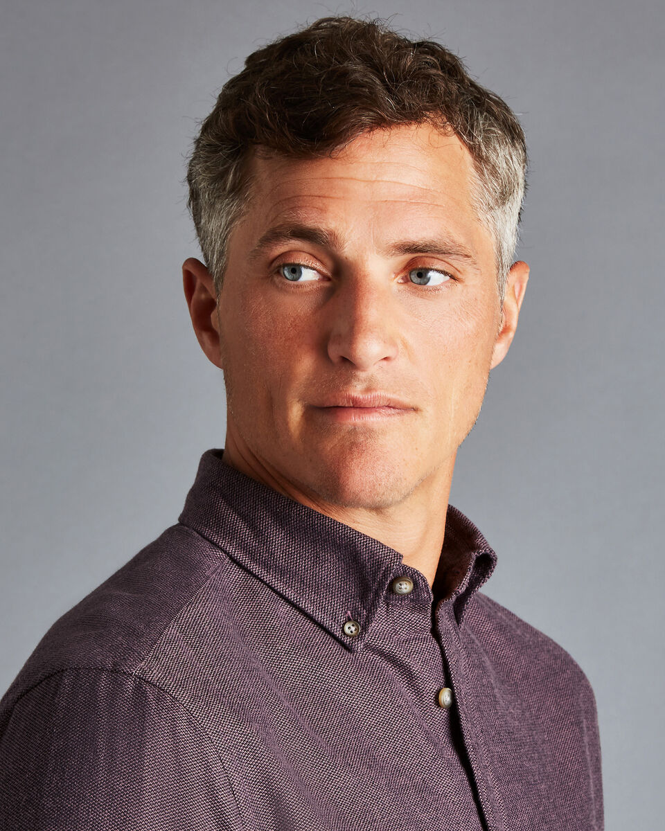 Button-Down Collar Arrow Dobby Brushed Flannel Shirt - Grape Purple ...