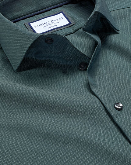 Non-Iron Diamond Stretch Texture Shirt - Atlantic Green | Charles Tyrwhitt