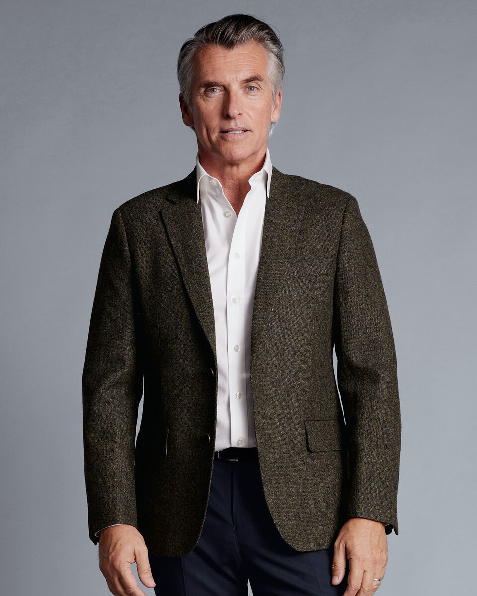 Textured Wool Jacket - Forest Green | Charles Tyrwhitt