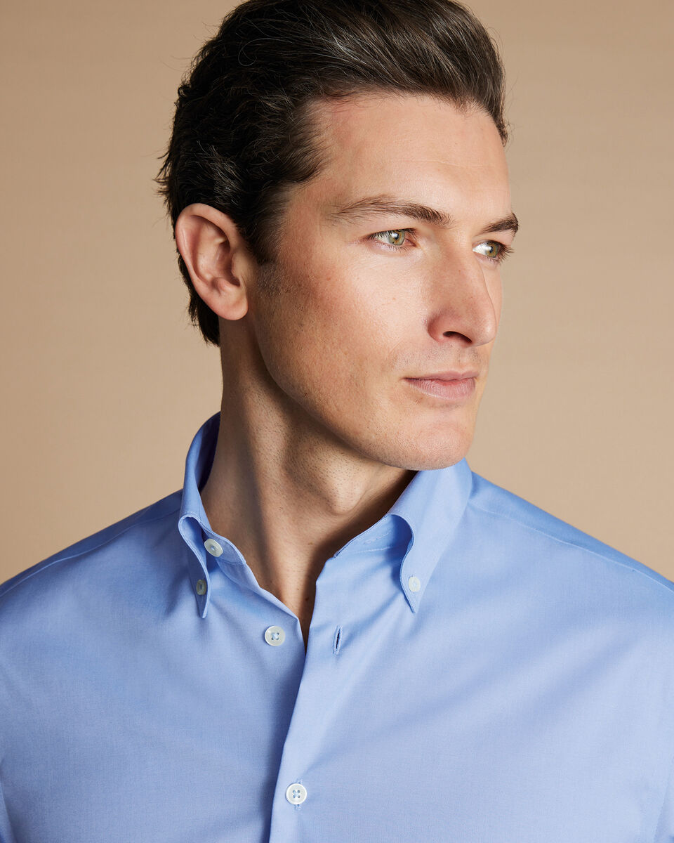 Button-Down Collar Non-Iron Oxford Shirt - Sky Blue | Charles Tyrwhitt