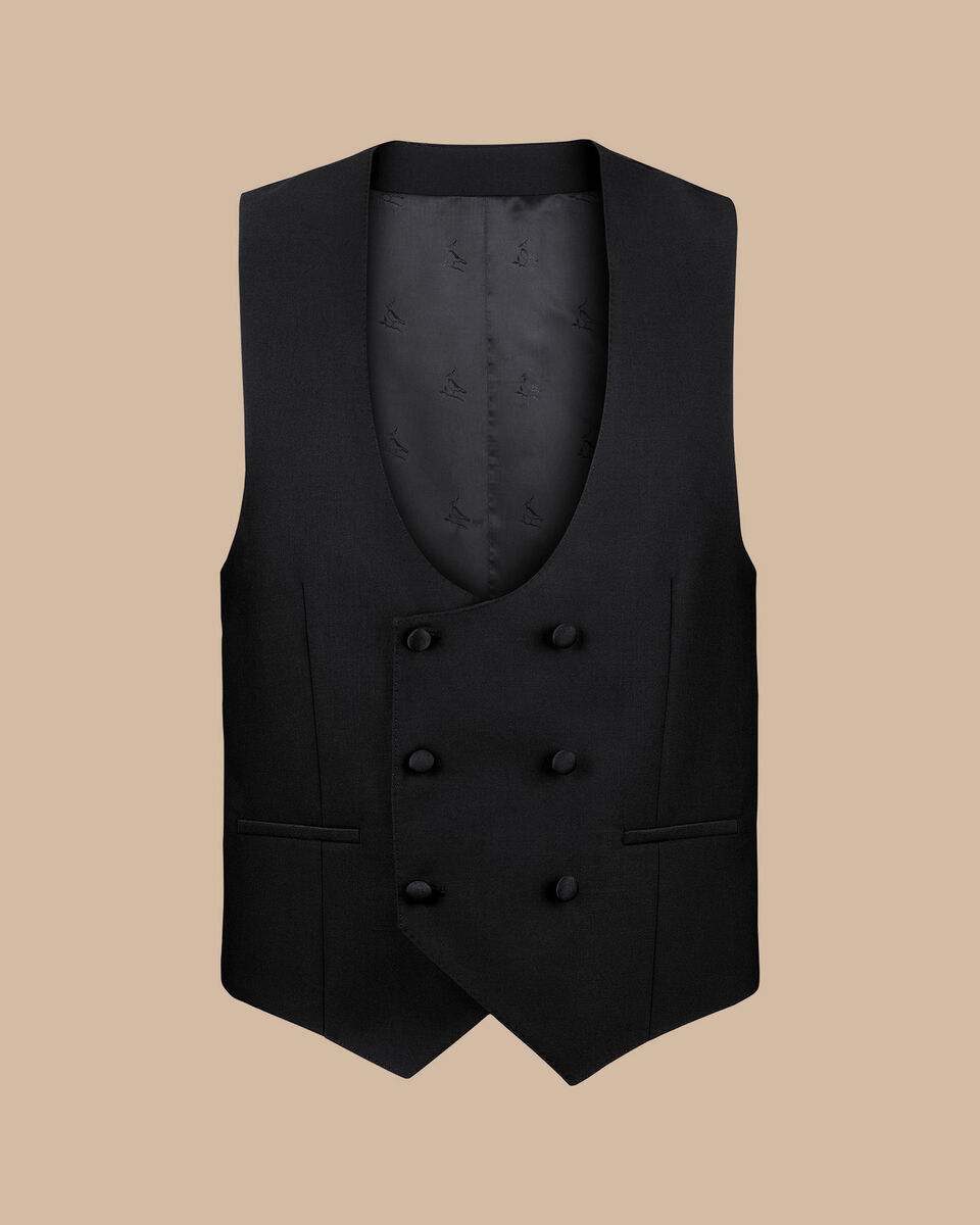 Tuxedo Double Breasted Vest - Black | Charles Tyrwhitt