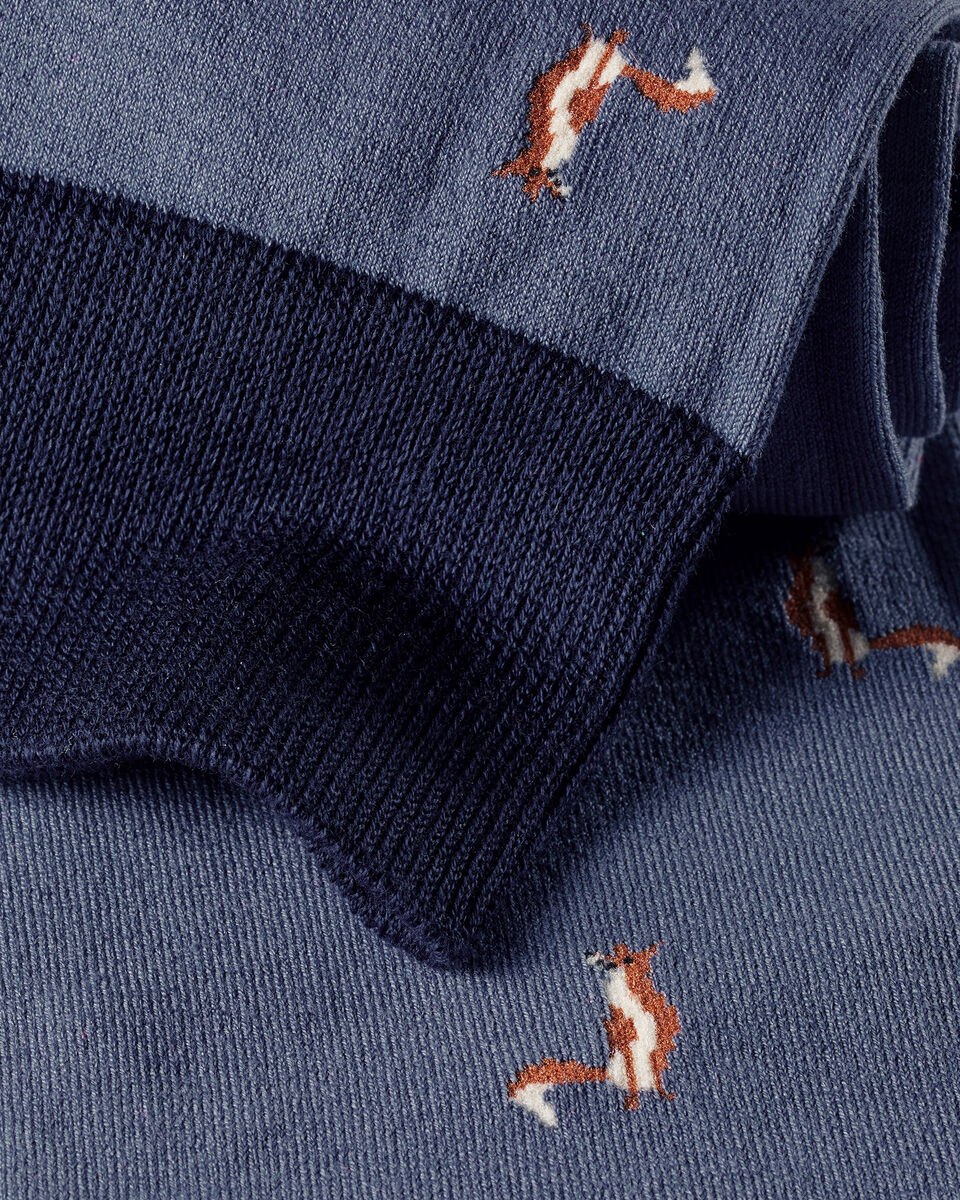 Fox Motif Socks - Heather Blue | Charles Tyrwhitt