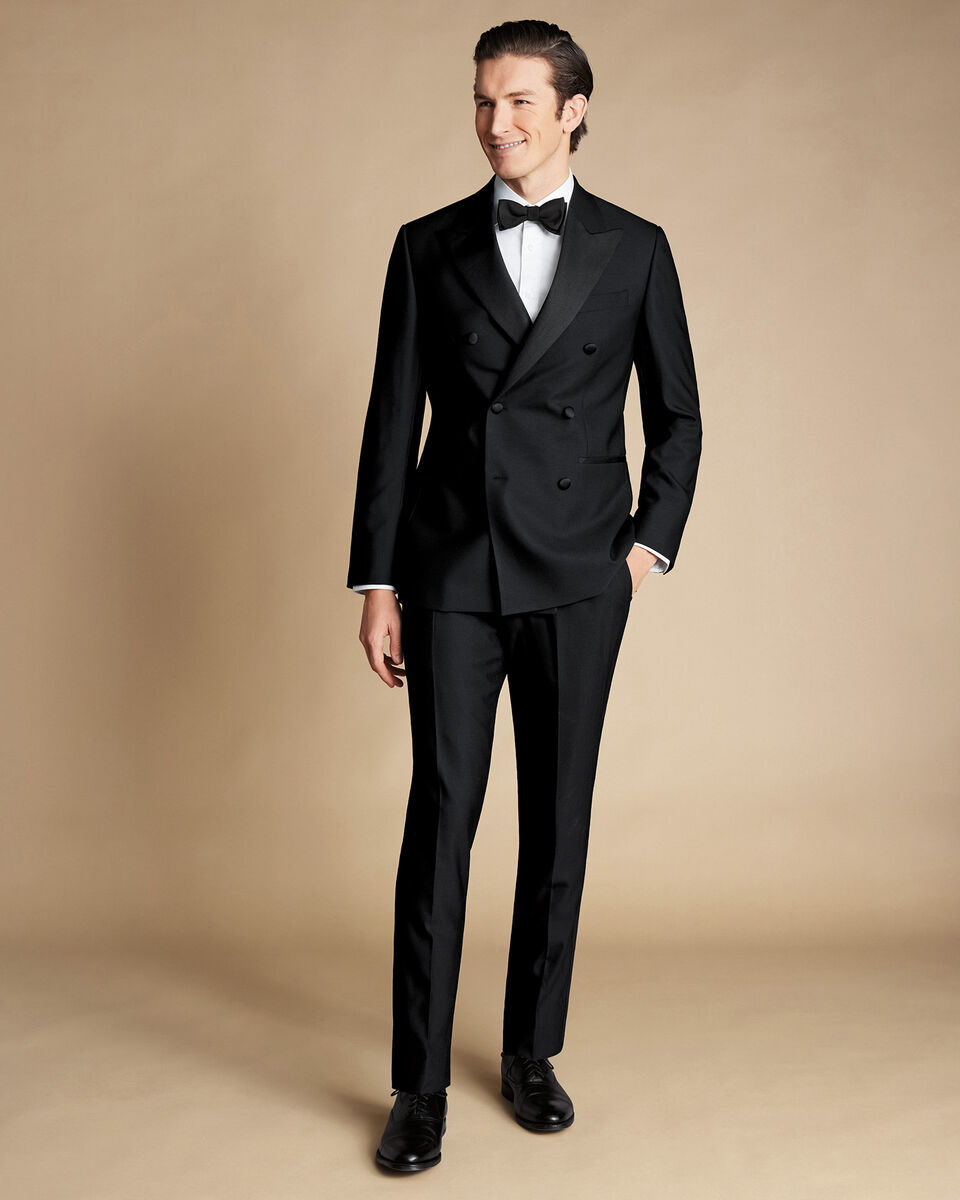 Double Breasted Tuxedo Jacket - Black | Charles Tyrwhitt