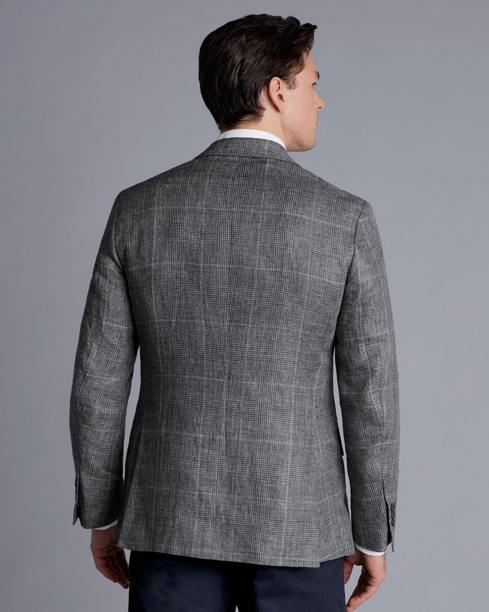 Linen Check Jacket - Light Grey | Charles Tyrwhitt