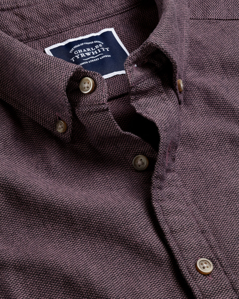 Button-Down Collar Arrow Dobby Brushed Flannel Shirt - Grape Purple ...