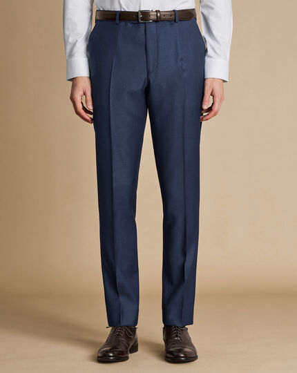 Natural Stretch Twill Suit Trousers - Indigo Blue | Charles Tyrwhitt