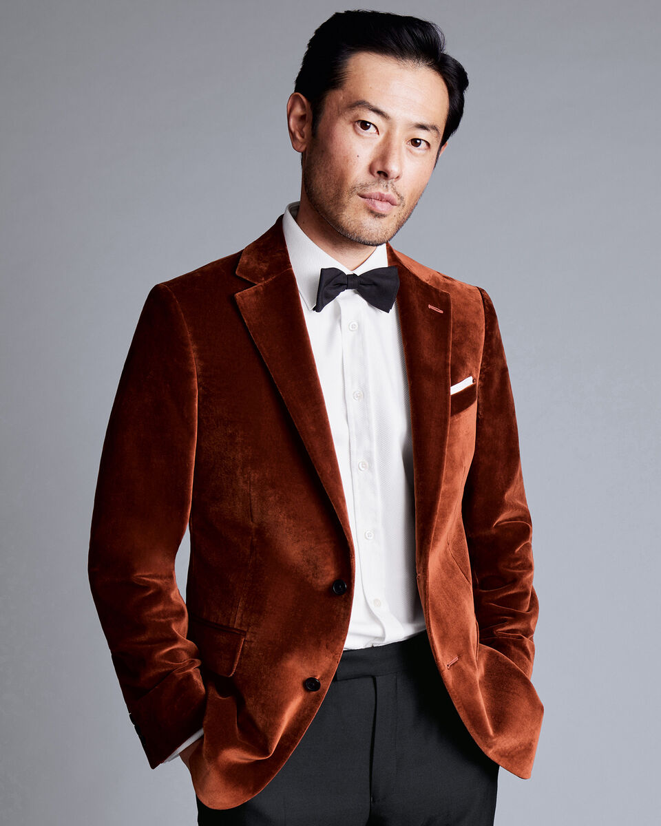 Italian Velvet Jacket - Rust | Charles Tyrwhitt
