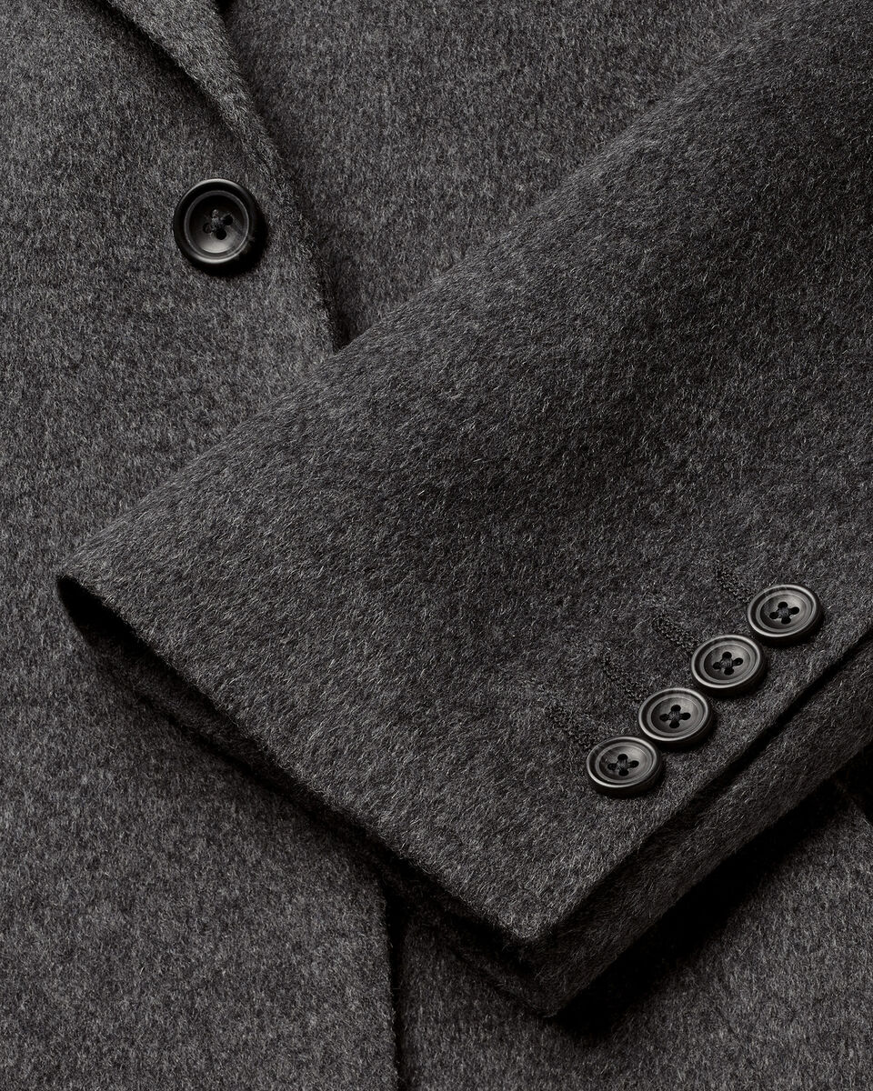 Wool Overcoat - Dark Grey | Charles Tyrwhitt