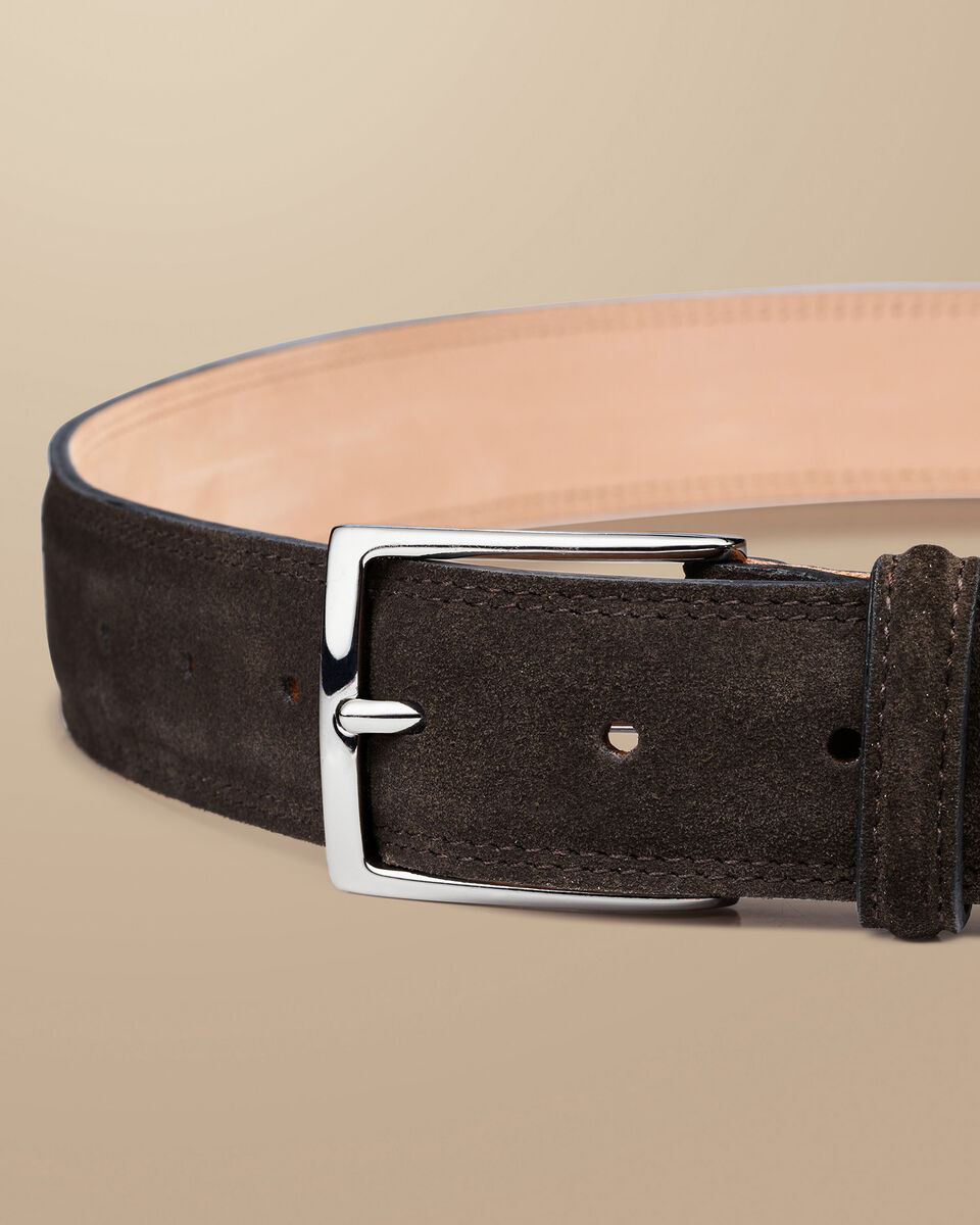 Suede Leather Belt - Chocolate | Charles Tyrwhitt