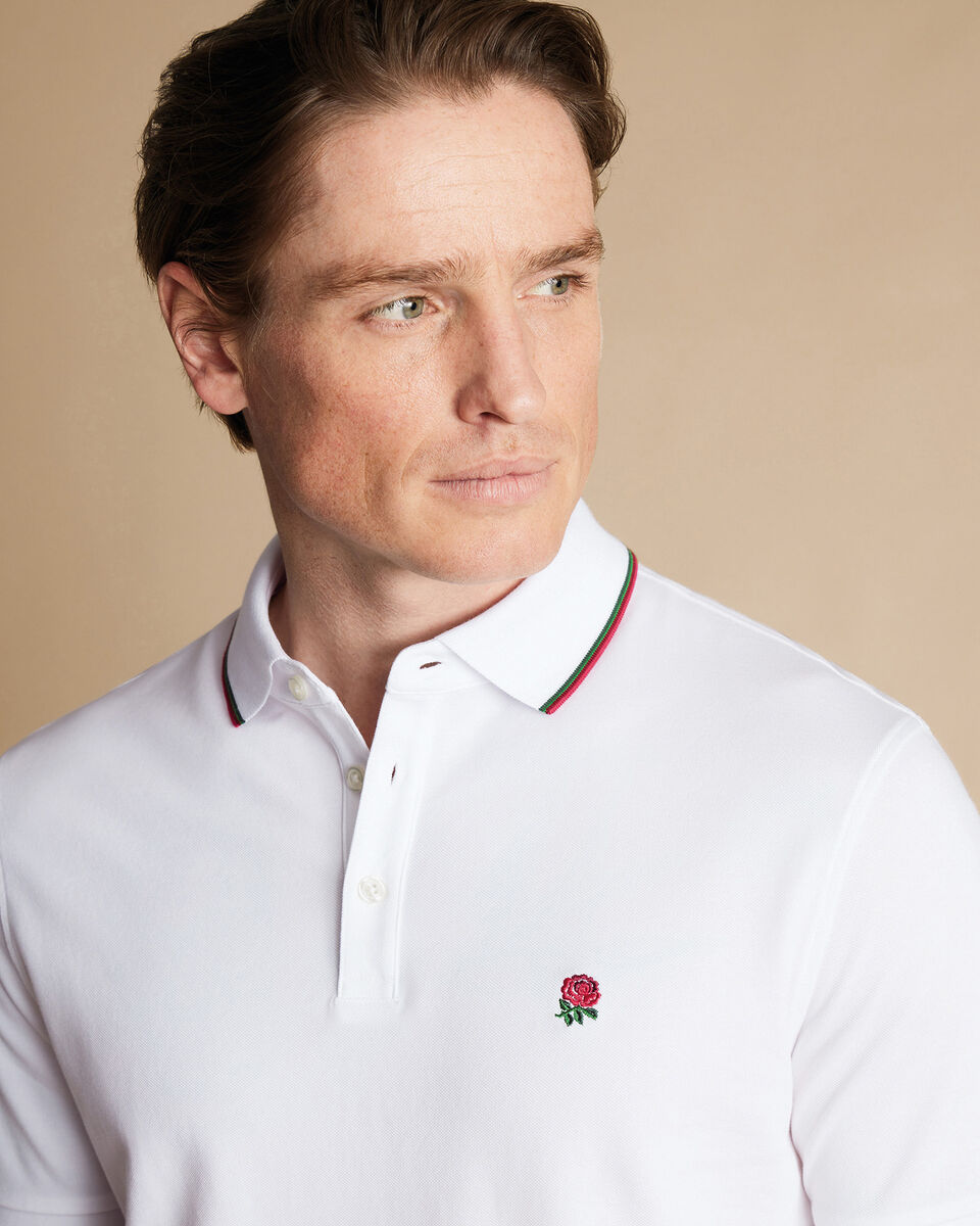 England Rugby Pique Polo - White | Charles Tyrwhitt