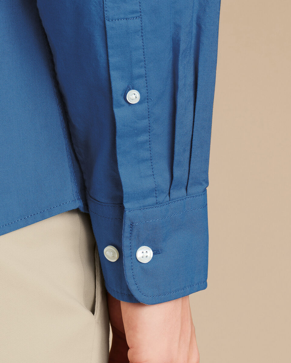 Button-Down Collar Stretch Washed Oxford Shirt - Ocean Blue | Charles ...