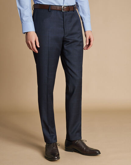 Windowpane Check Suit Pants - Indigo Blue | Charles Tyrwhitt