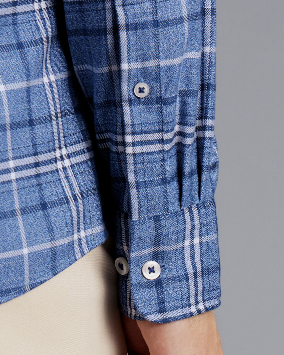 Button-Down Collar Non-Iron Twill Large Check Shirt - Indigo Blue ...