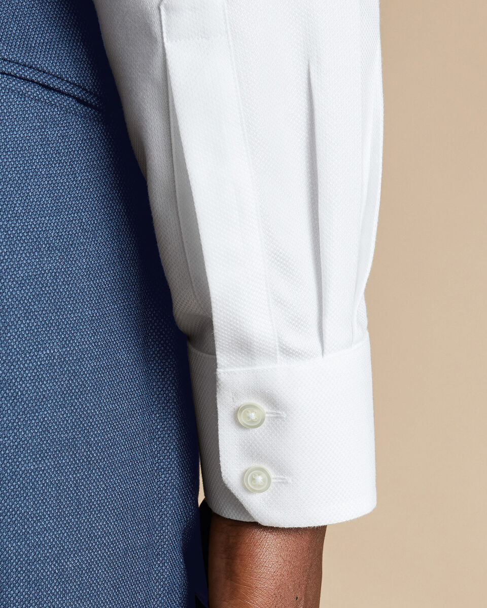 Spread Collar Non-Iron Mayfair Weave Shirt - White | Charles Tyrwhitt