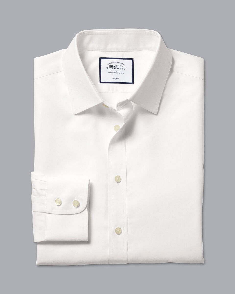 Non-Iron Twill Shirt - Ivory White | Charles Tyrwhitt